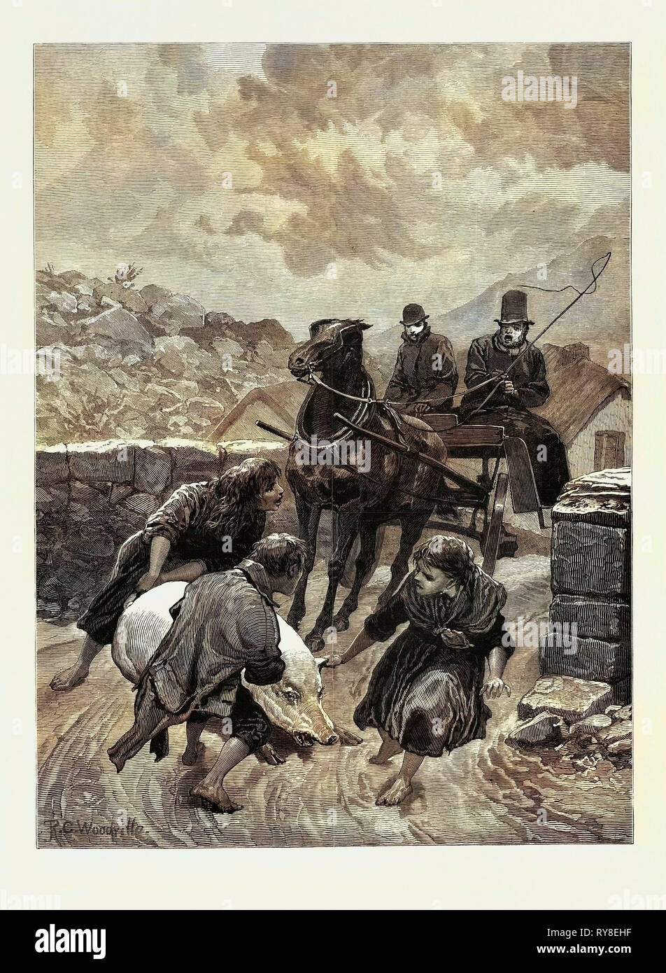 An Irish Obstructionist: A Sketch on the Road Connemara 1880 Stock ...