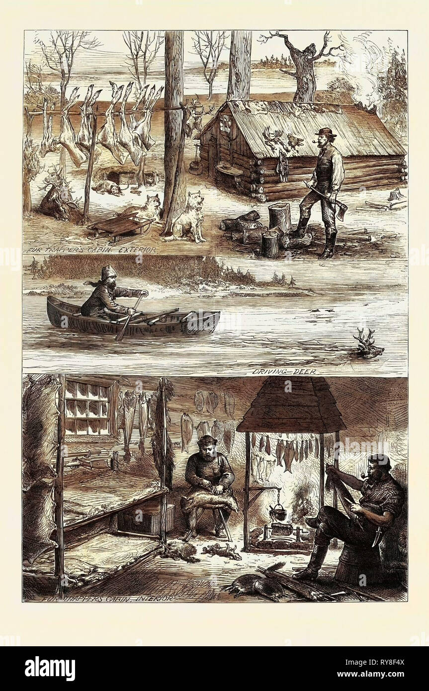 Fur Trappers in the Backwoods of Canada 1880 Stock Photo - Alamy