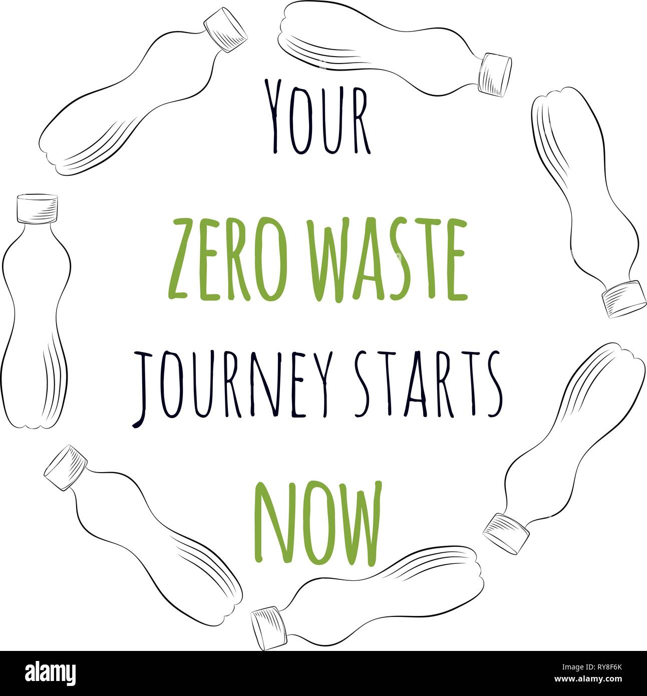 Zero Waste Concept. Hand drawn elements of zero waste life. Zero waste ...