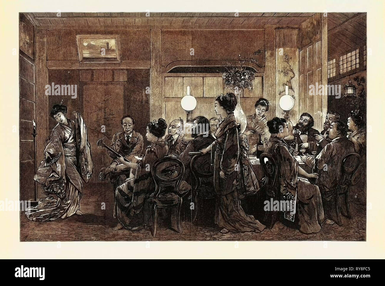 A Japanese Dinner Party 1874 Stock Photo - Alamy