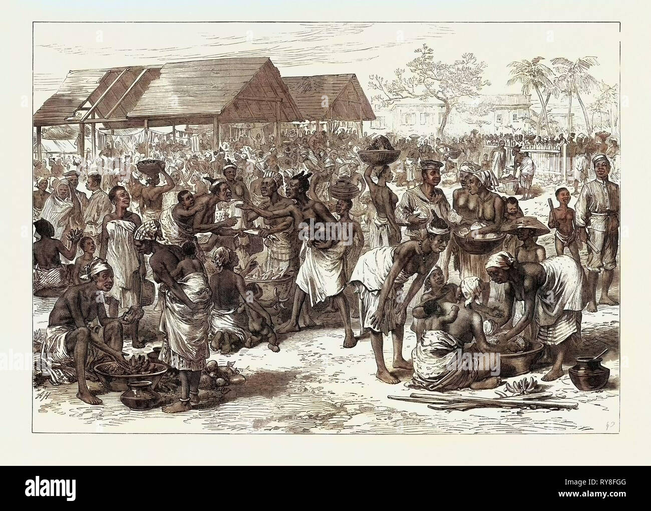 The Ashantee War: General Market Cape Coast Castle 1874 Stock Photo - Alamy