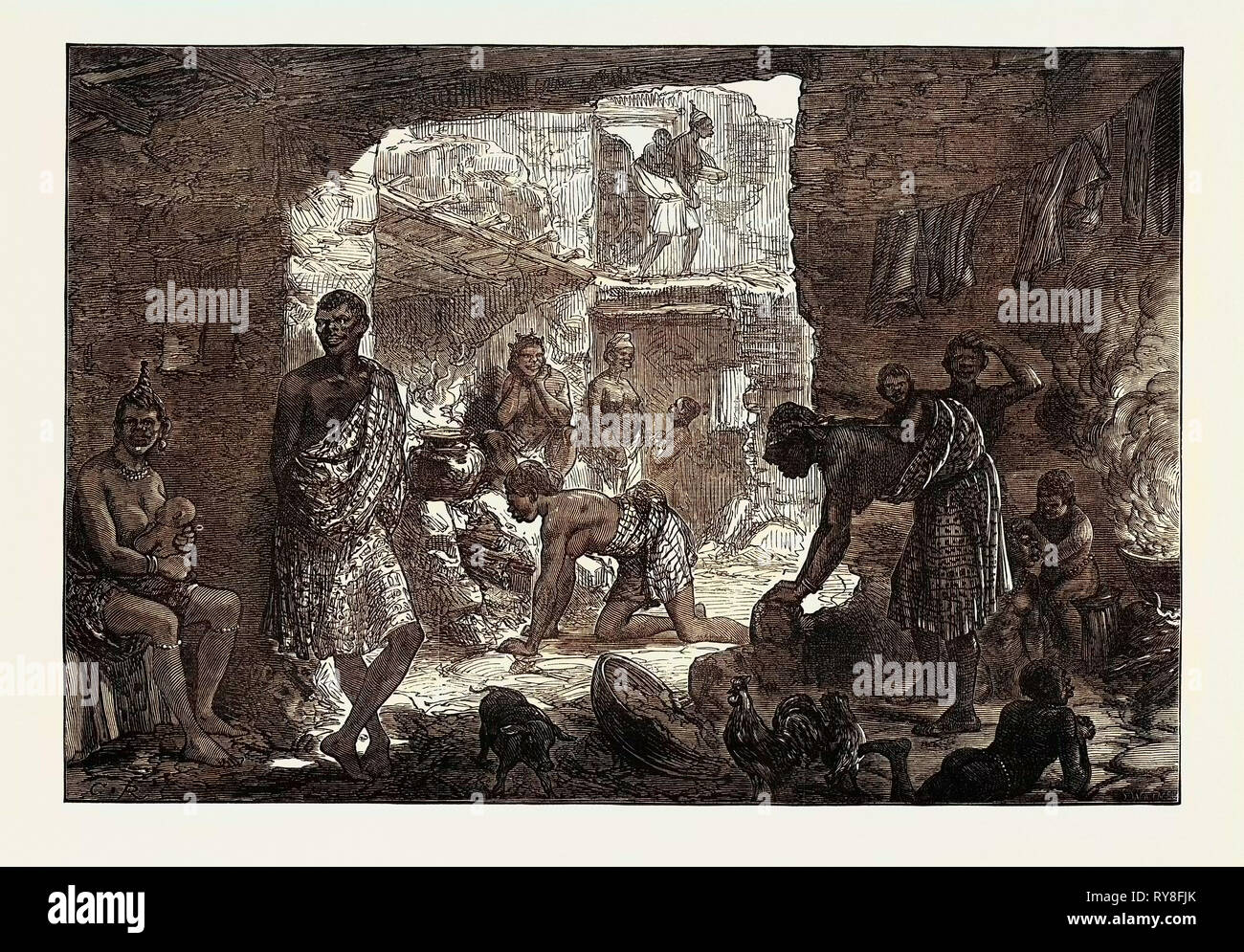 The Ashantee War: Interior of a Native Hut Cape Coast Castle 1874 Stock ...