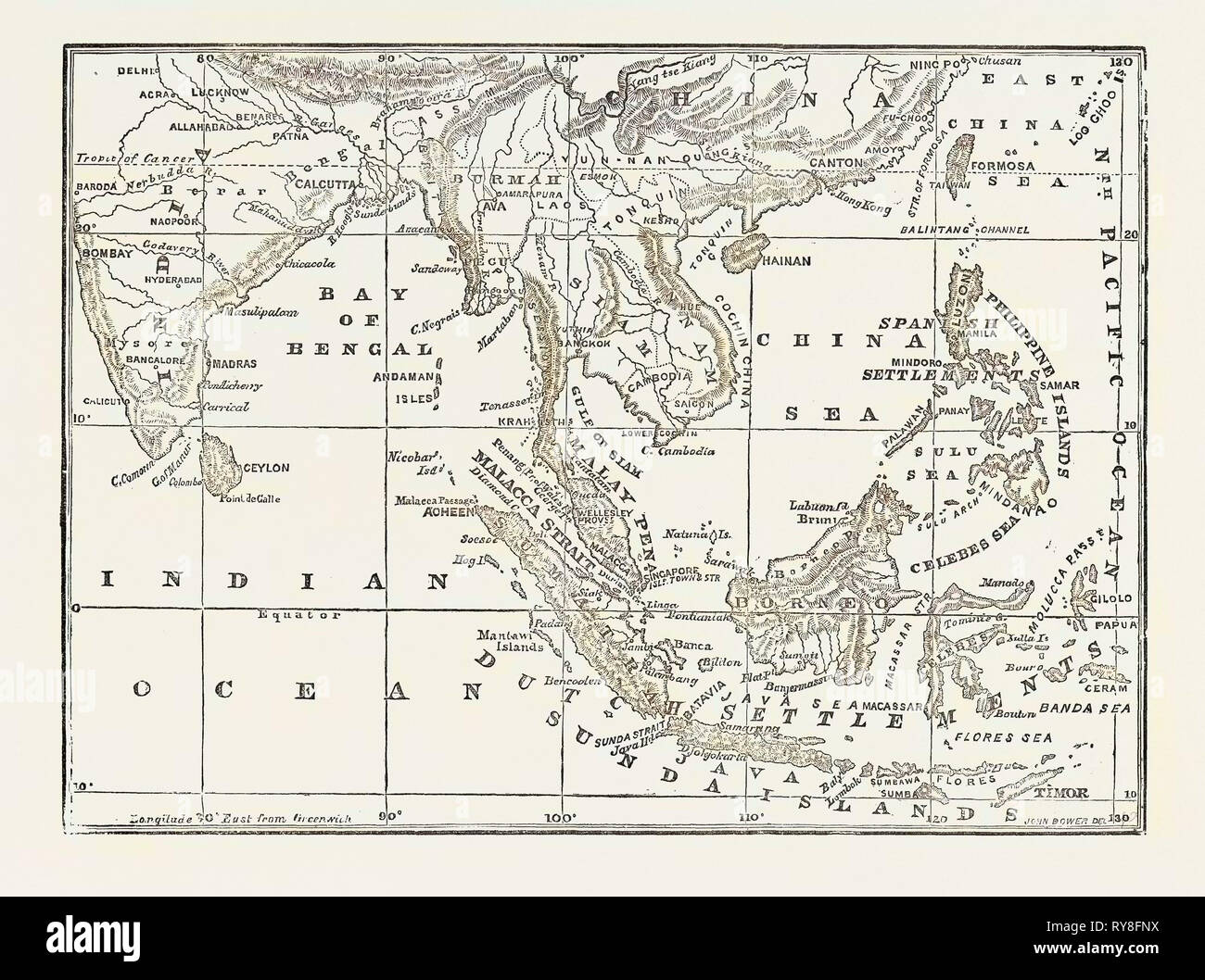 Malacca map hi-res stock photography and images - Alamy