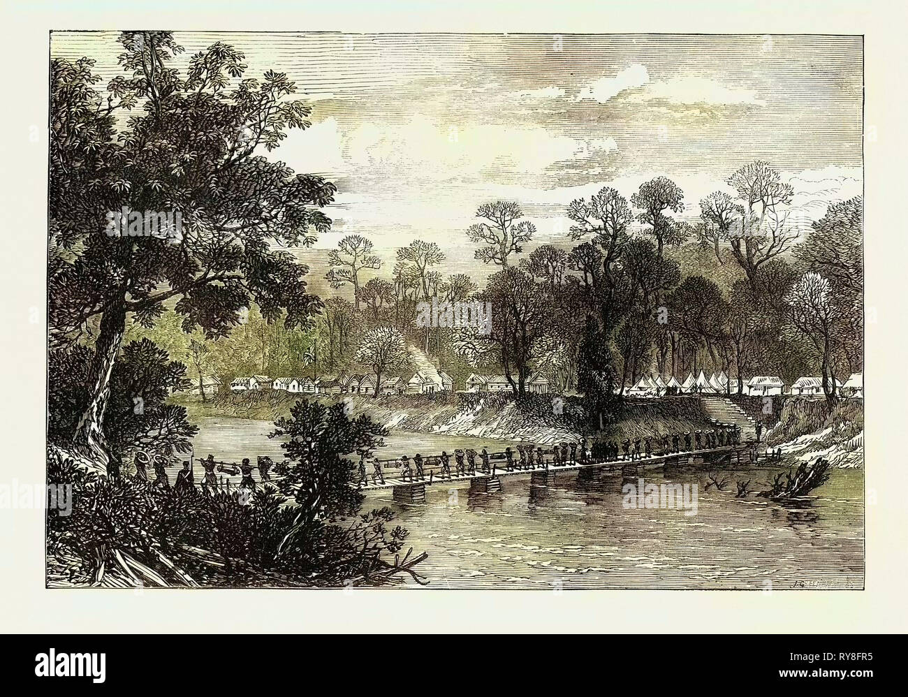 The Ashantee War: The Camp at Prah-Su Native Artillery Crossing the ...