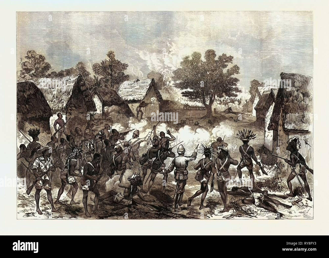 The Ashantee War: Lord Gifford and Advance Scouts Storming a Village ...