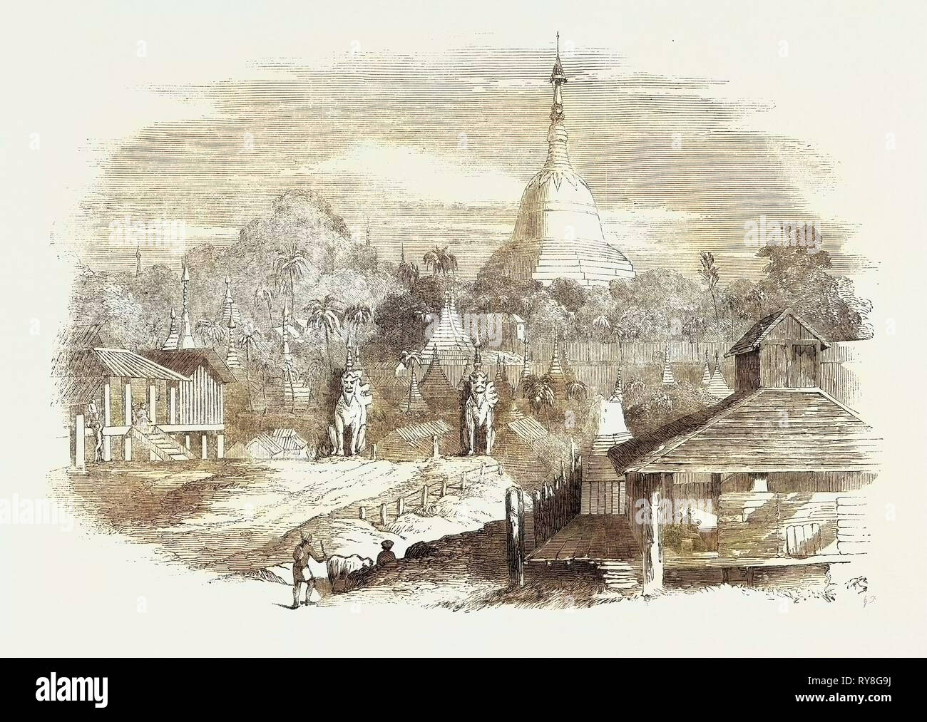 The Burmese War, the Dagon Pagoda, at Rangoon Stock Photo - Alamy
