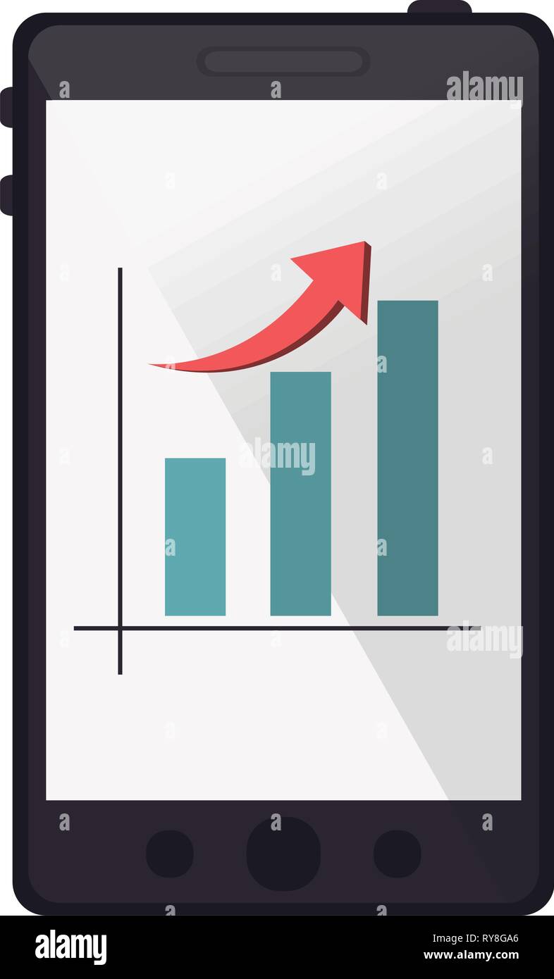 Smartphone with statistics graph Stock Vector Image & Art - Alamy