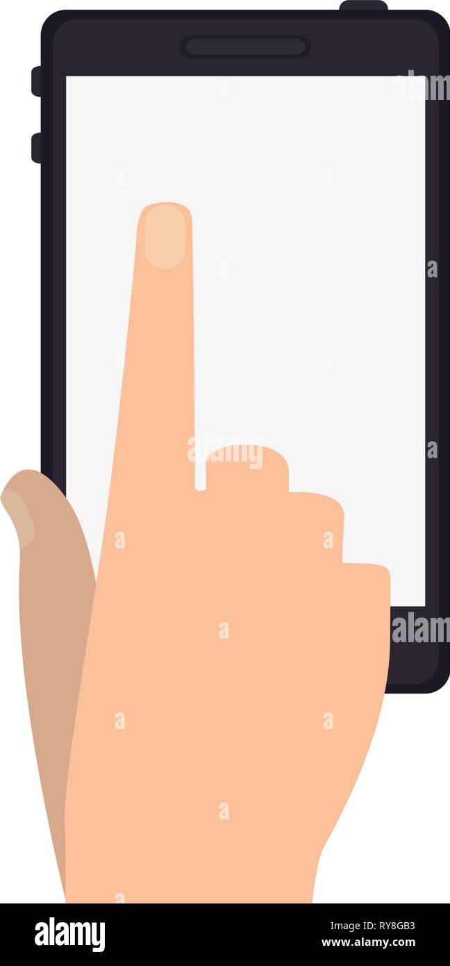 Hand touching smartphone screen symbol Stock Vector Image & Art - Alamy