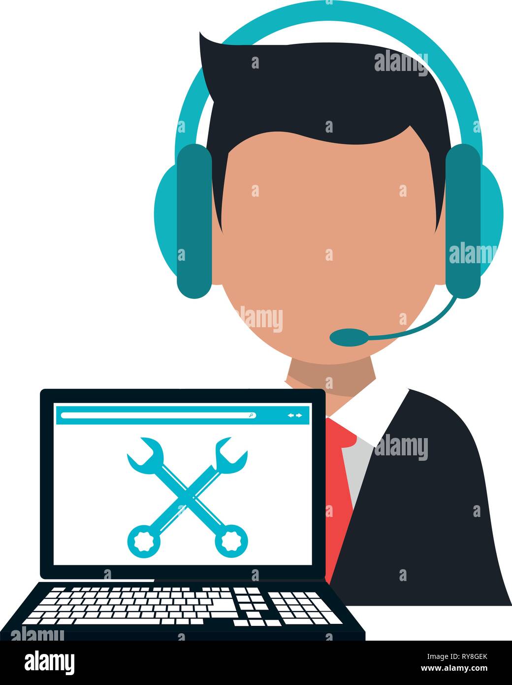 Call center operator with laptop technical support Stock Vector Image ...