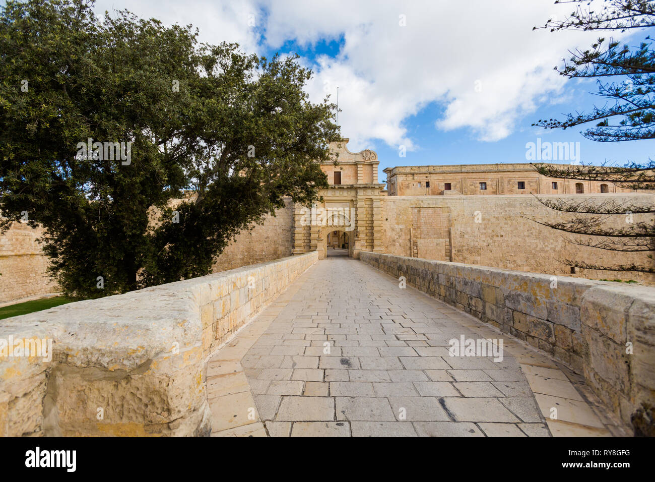 Beautiful sandstone architecture cistyscape of Mdina silent city on ...