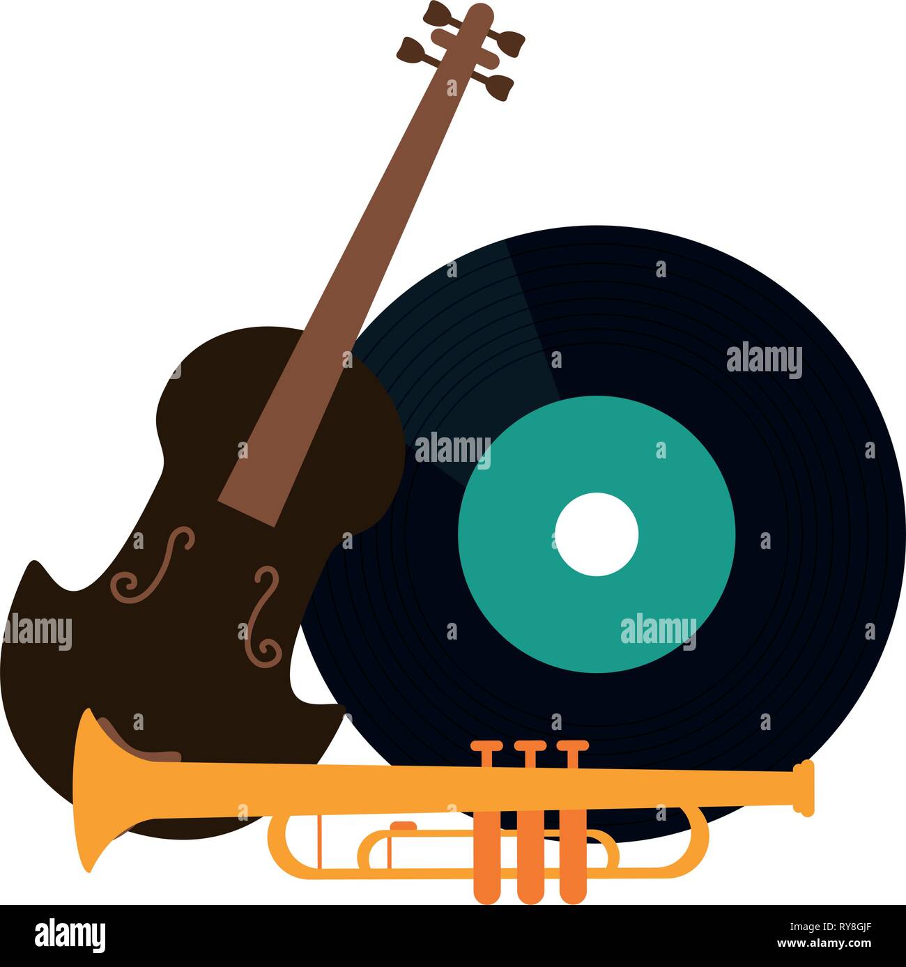music violin vinyl and trumper Stock Vector Image & Art - Alamy