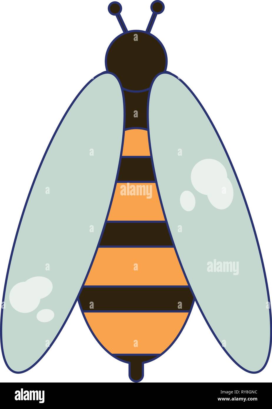 Bee bug cartoon isolated blue lines Stock Vector Image & Art - Alamy