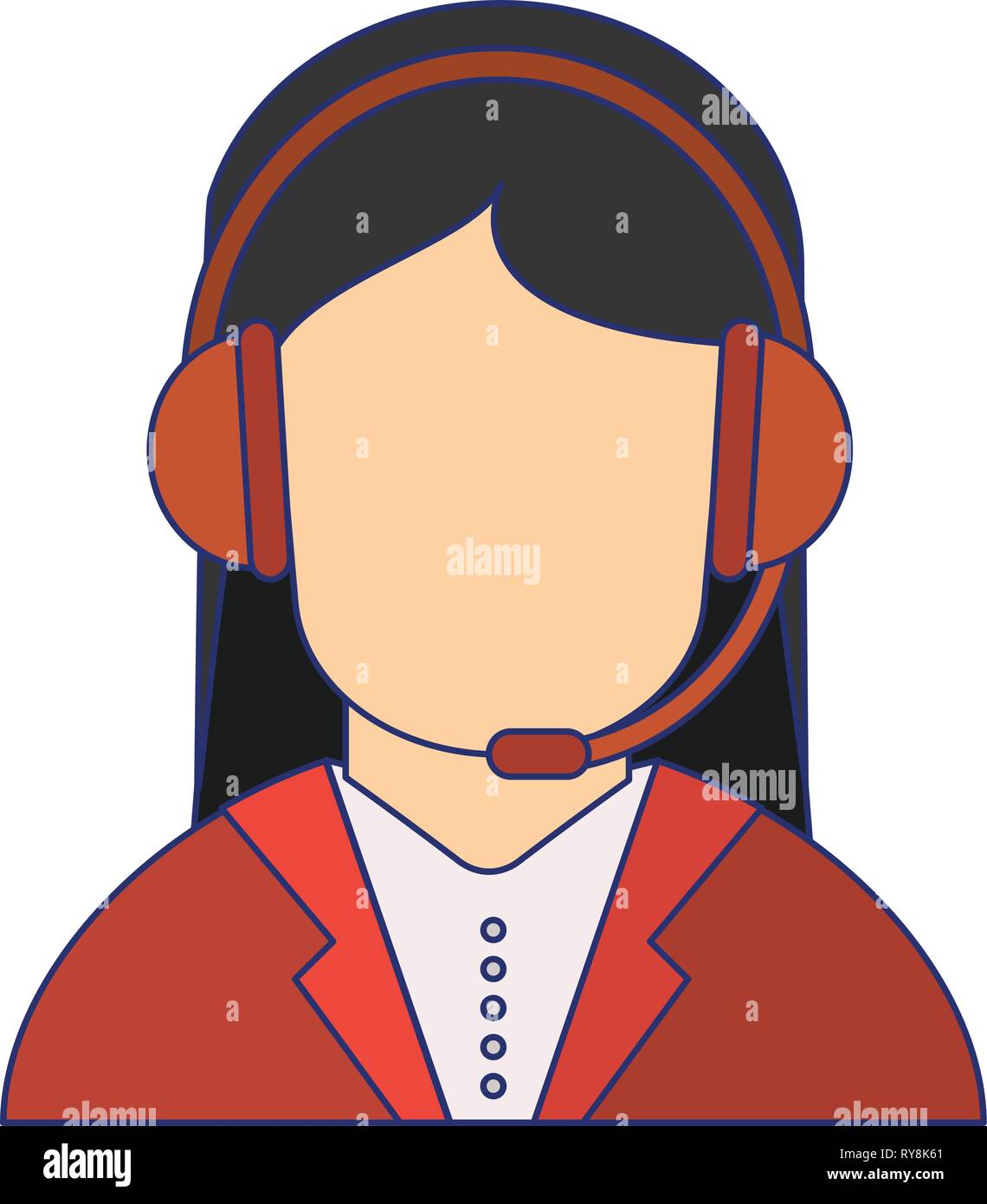 call center agent with headset blue lines Stock Vector Image & Art - Alamy