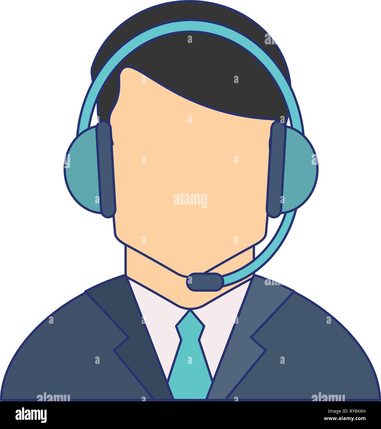 Call center agent with headphones avatar blue lines Stock Vector Image ...