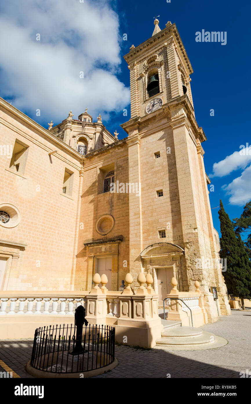 Beautiful sandstone sacral architecture of the Parich Church in Balzan ...