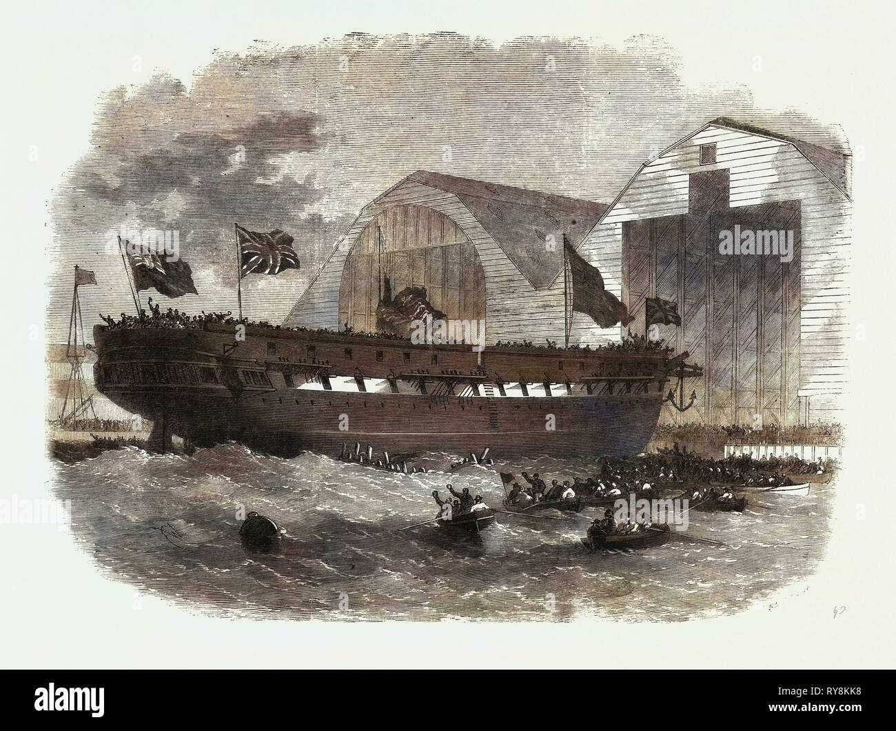 Launch of Her Majesty's Screw Steam Frigate Bristol at Woolwich ...