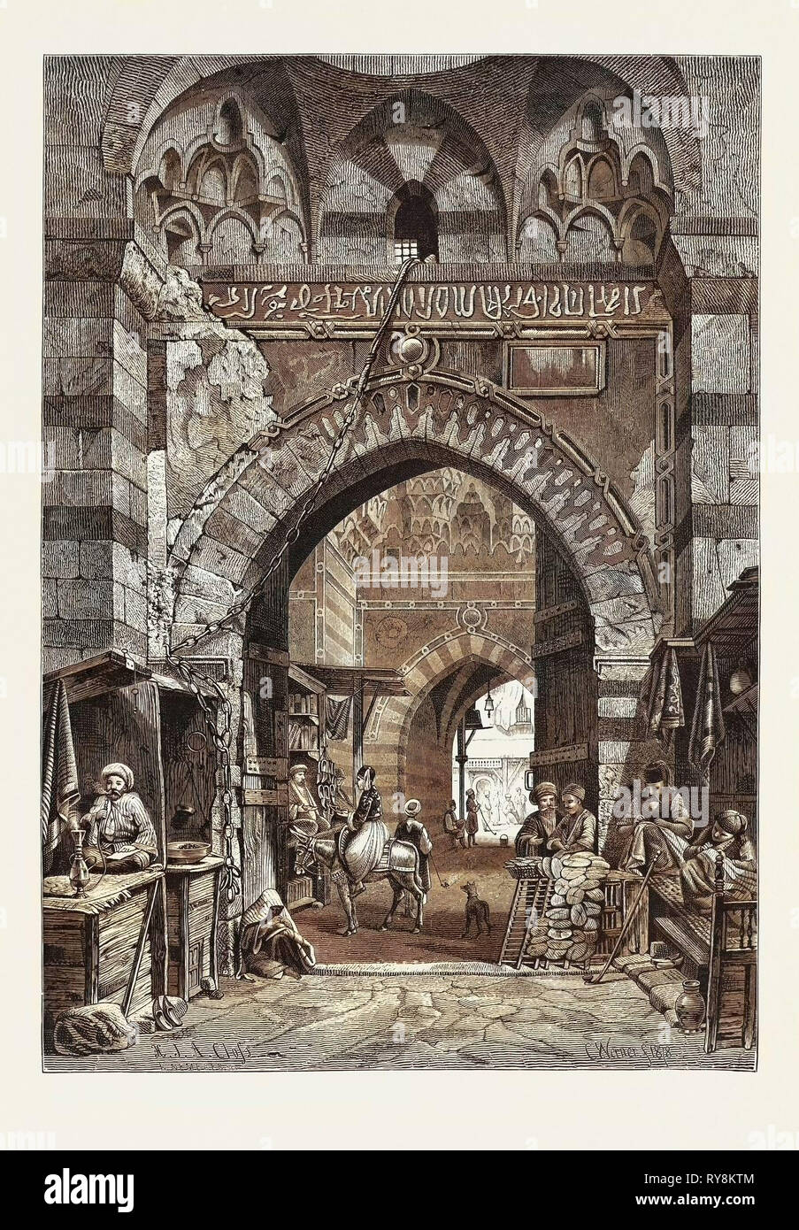 ENTRANCE TO THE KHAN EL-KHALIL. Egypt, engraving 1879 Stock Photo - Alamy