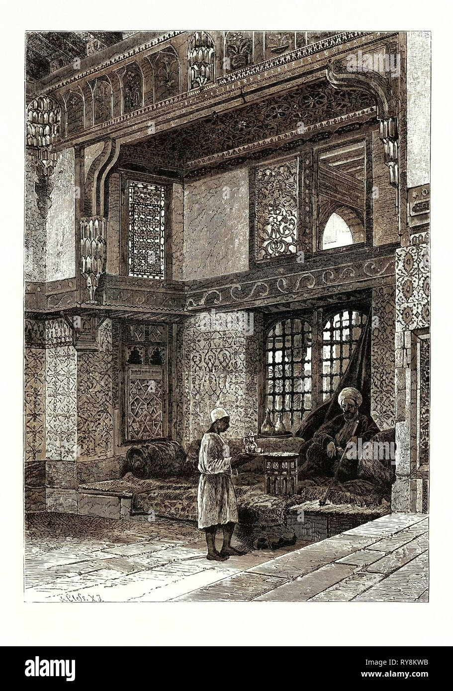 RECESS IN THE KA'AH OF THE SHEIKH EL-MAHDEE. Egypt, engraving 1879 ...