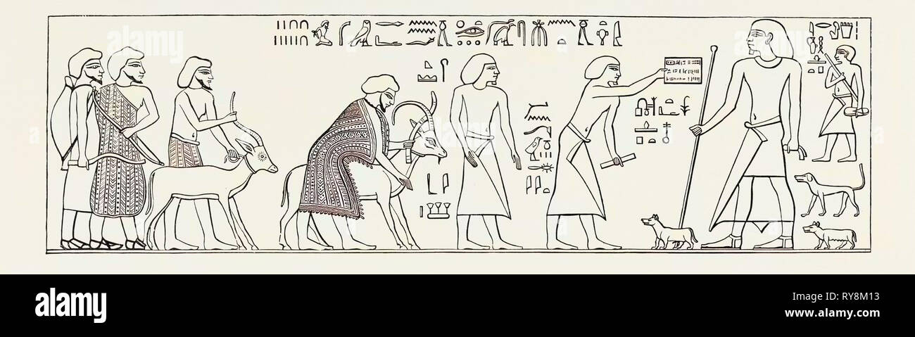 SEMITES ENTERING INTO THE NOME OF MAH. Egypt, engraving 1879 Stock ...