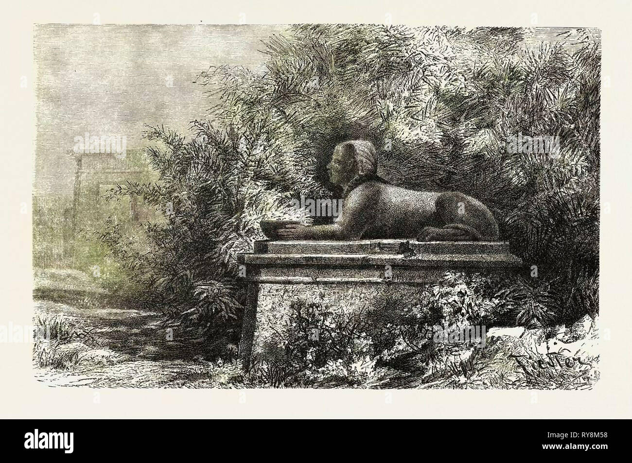 SPHINX AT KARNAK. Egypt, engraving 1879 Stock Photo - Alamy