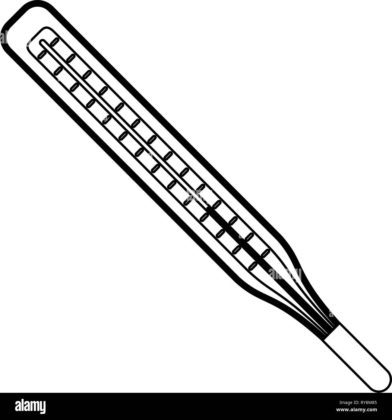 medical thermometer symbol isolated in black and white Stock Vector ...