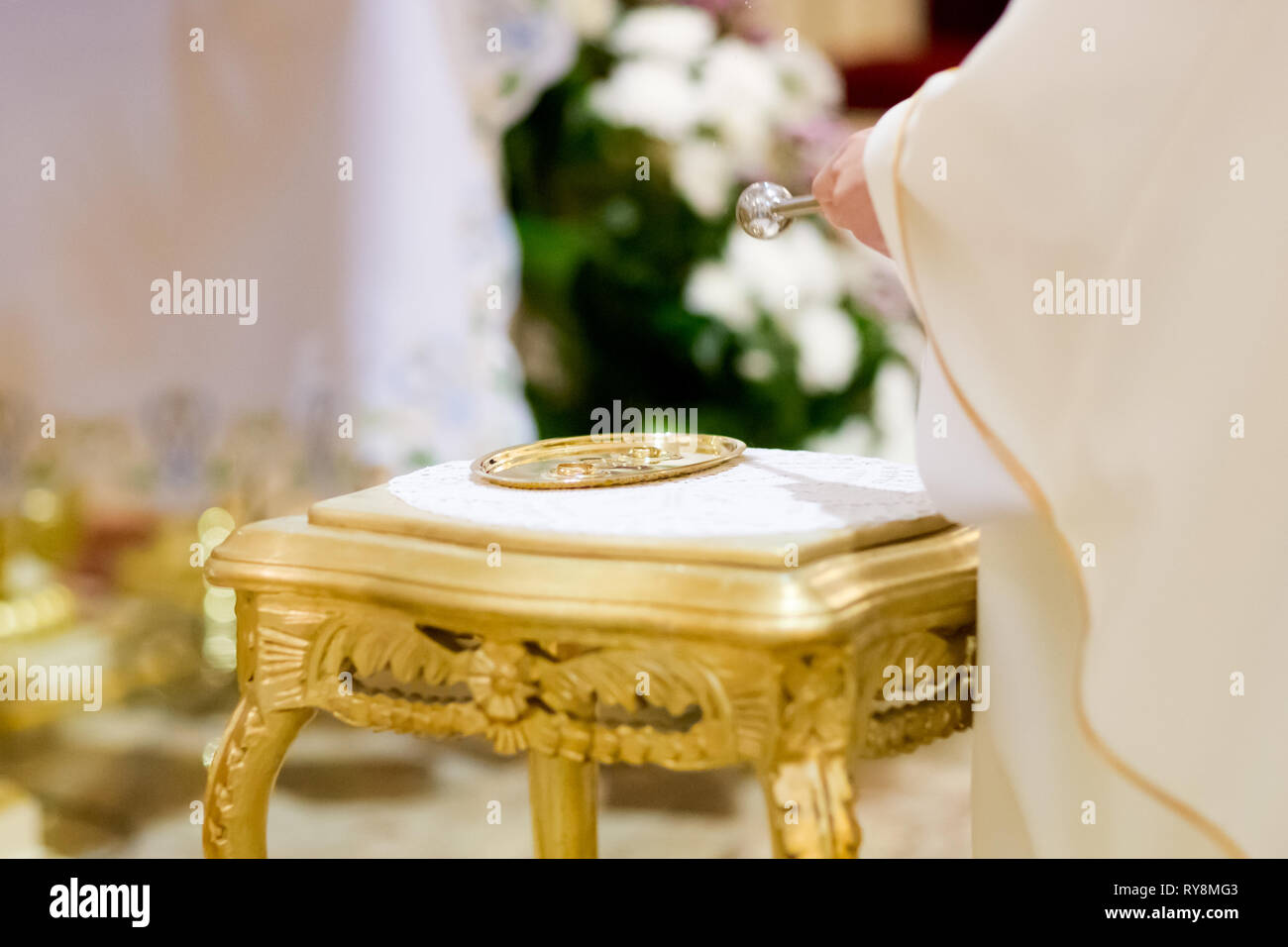 Blessing wedding rings hi-res stock photography and images - Alamy
