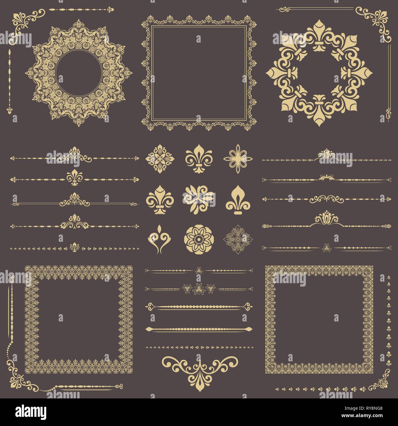 Frame golden square vintage Stock Vector Images - Alamy