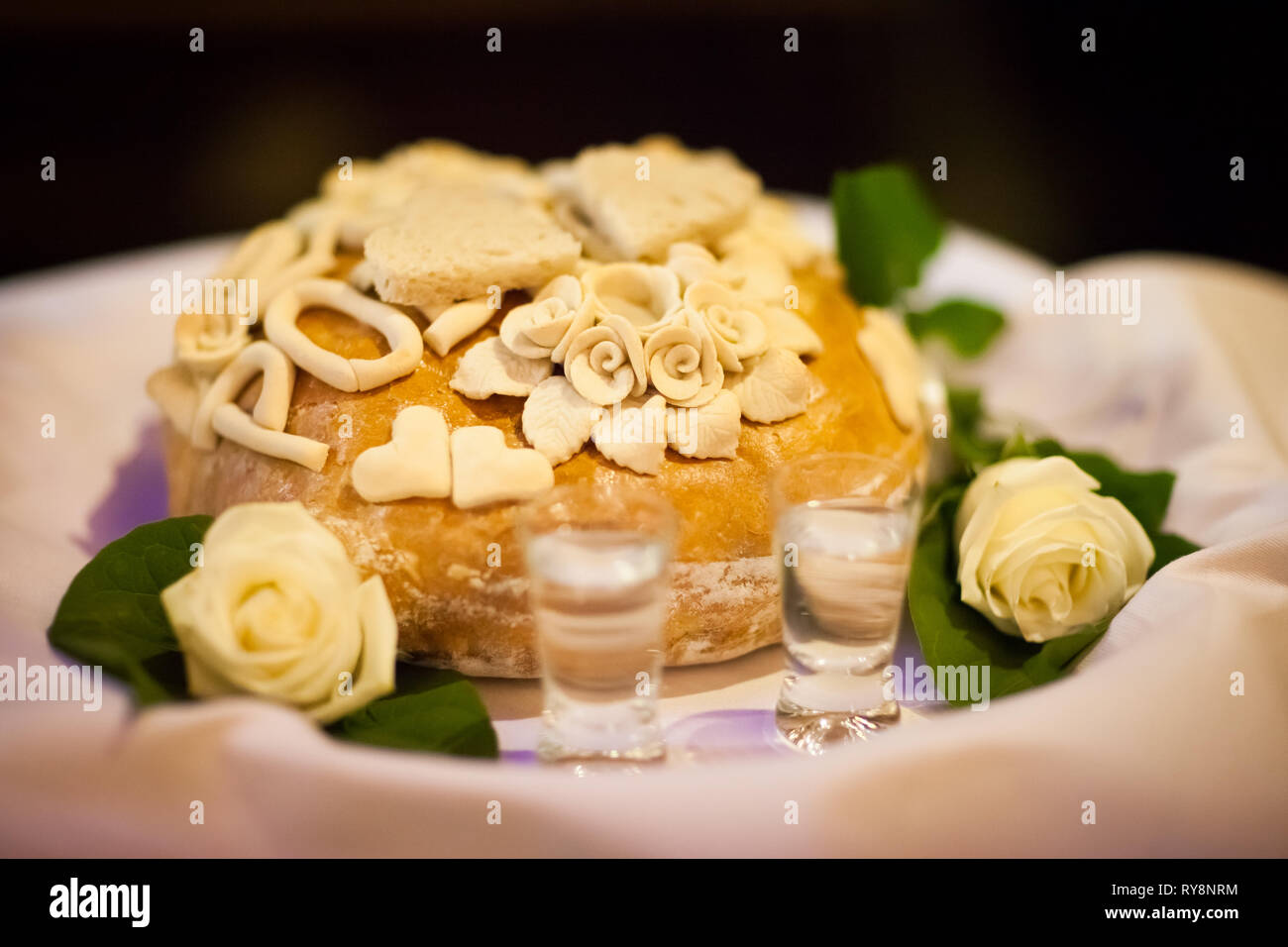 Wedding bread with salt and wodka detail - traditional polish inviting ...