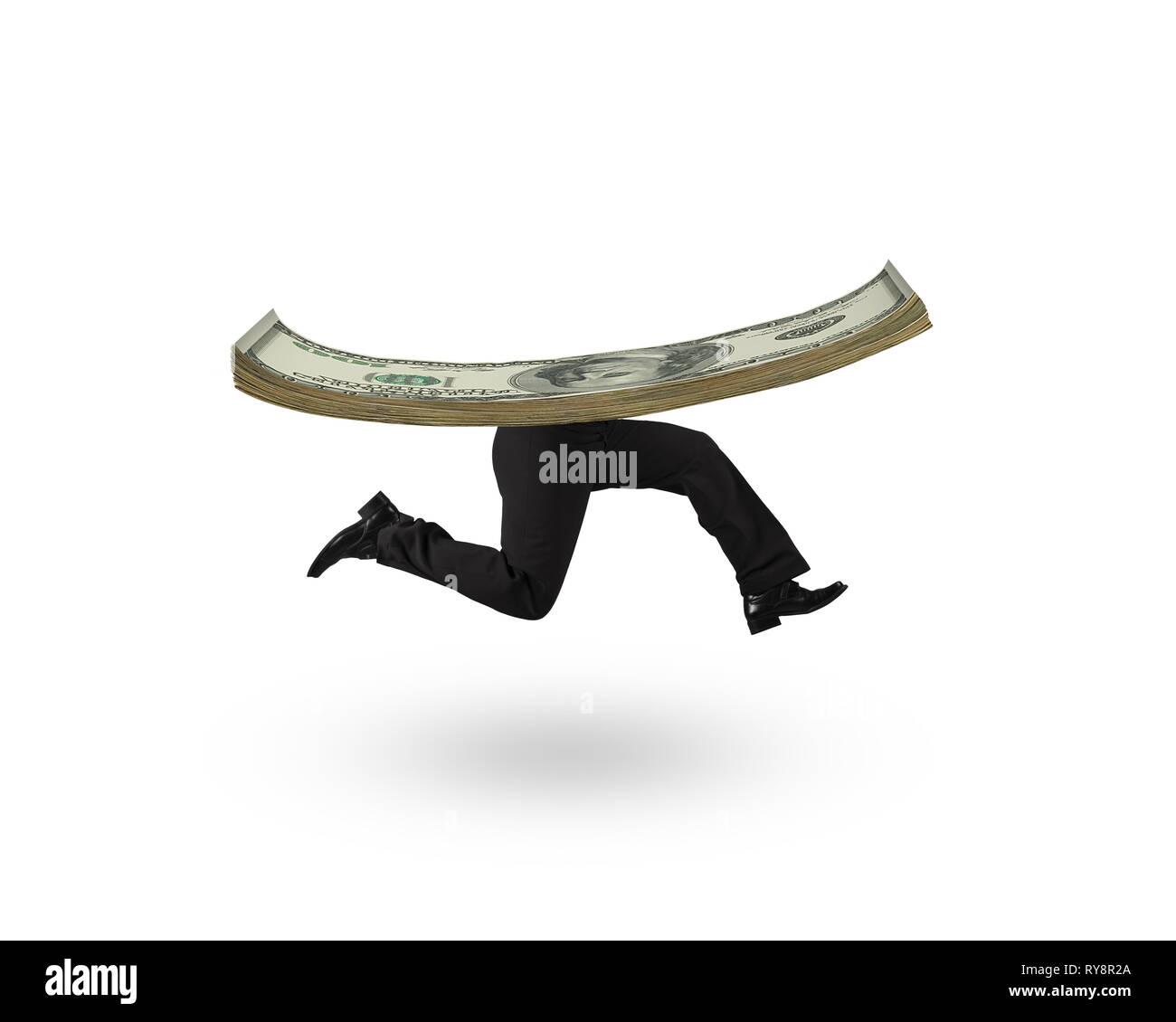 Running money with human legs, isolated on white background Stock Photo ...