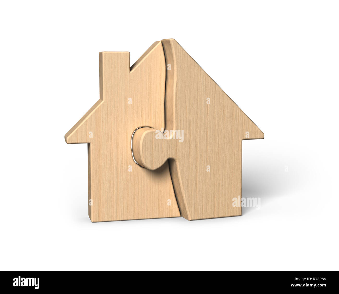 Wooden house shape puzzles, isolated on white background Stock Photo ...
