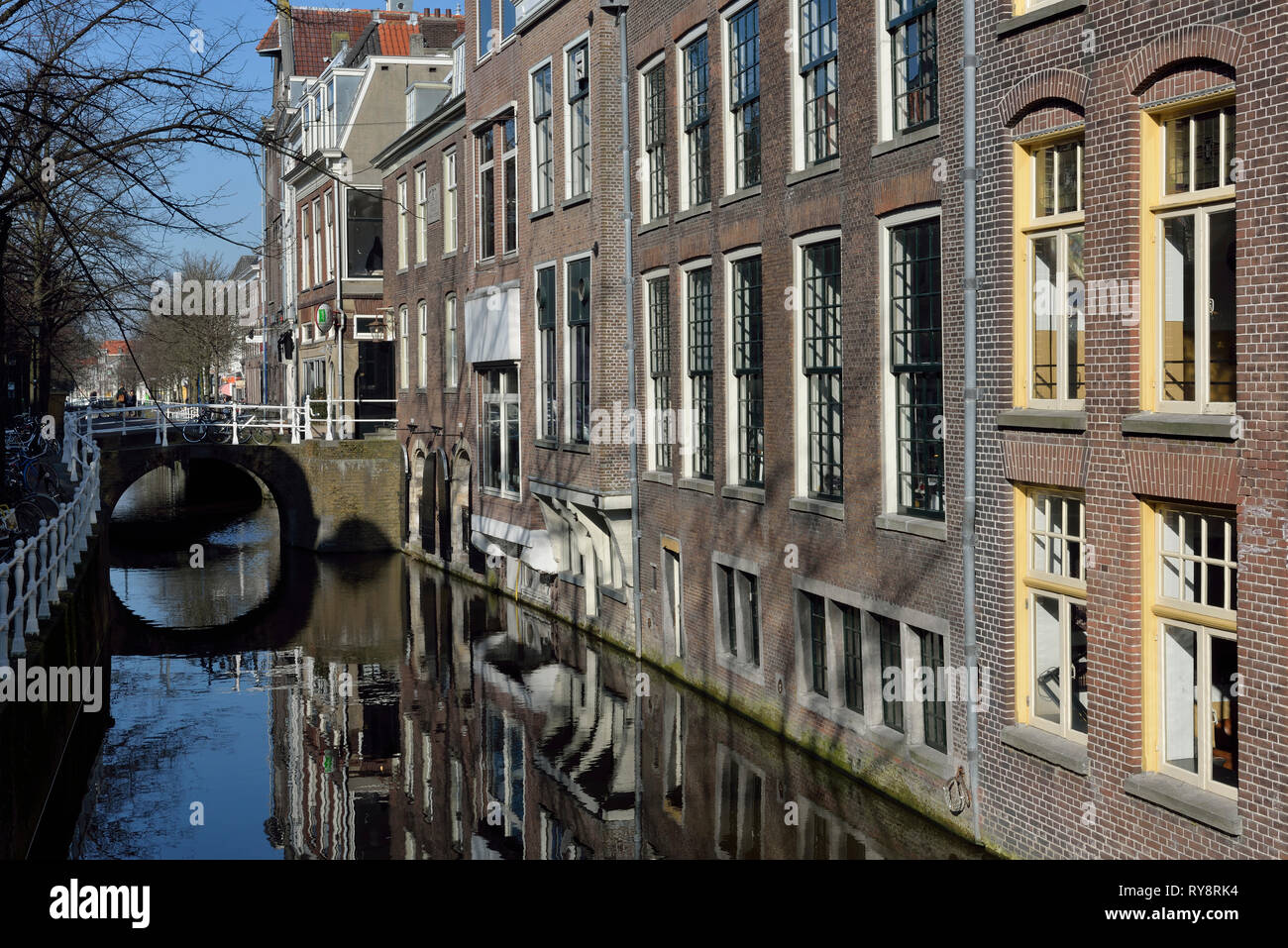 Historic canalside buildings, Delft, Netherlands Stock Photo - Alamy