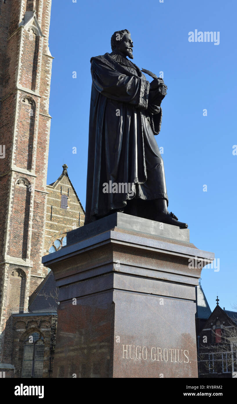 Statue of Hugo Grotius, Great Market, Delft, Netherlands Stock Photo ...