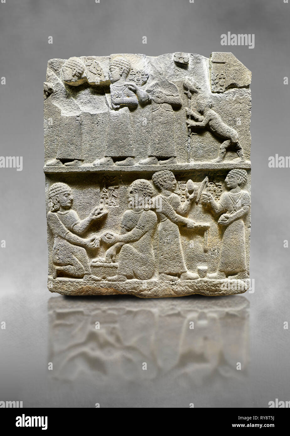 Hittite monumental relief sculpted orthostat stone panel of Royal ...