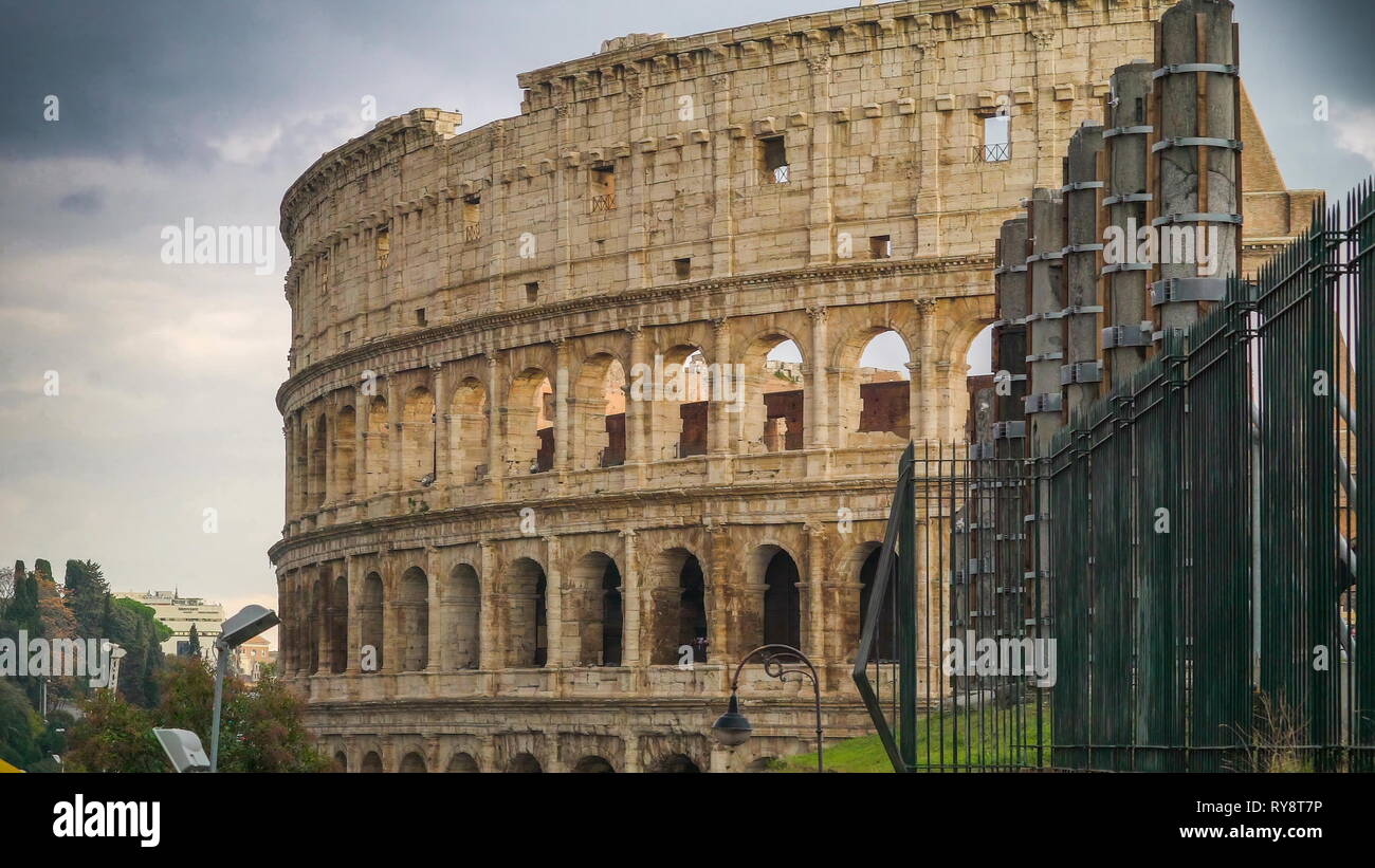 The black fence gate on the side of the Colosseum one of the ancient ...