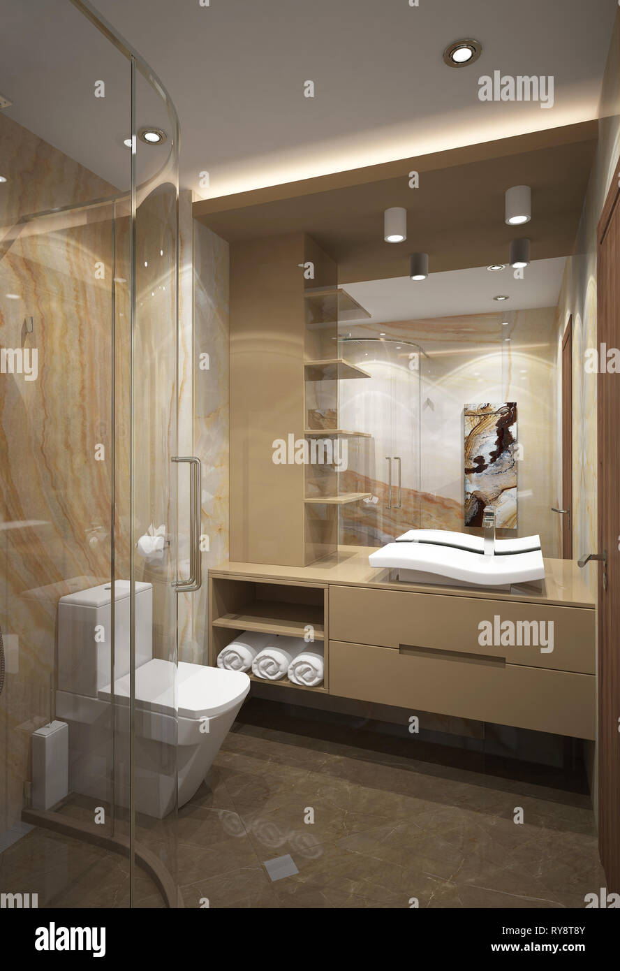 3d bathroom render Stock Photo - Alamy