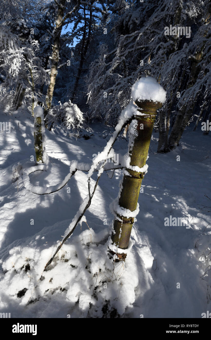 old metal fence post;highland railway line;grantown on spey;highlands ...