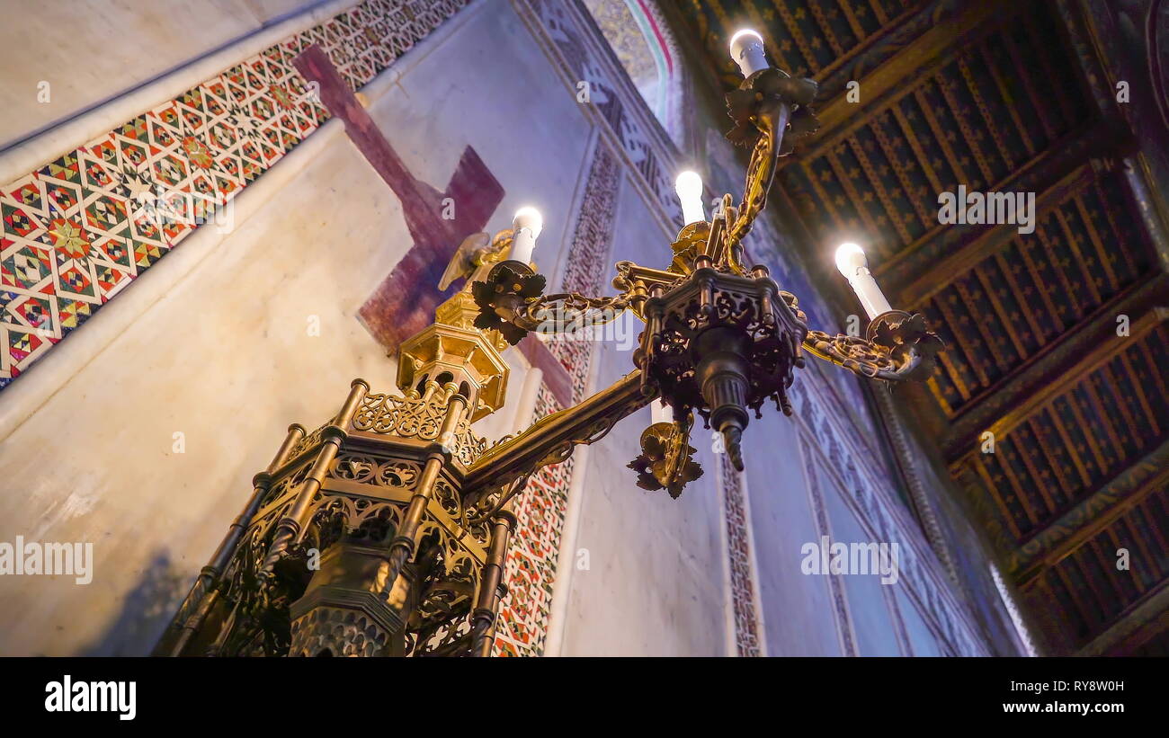 The candle holder on the wall inside the cathedral in Palermo Sicily ...