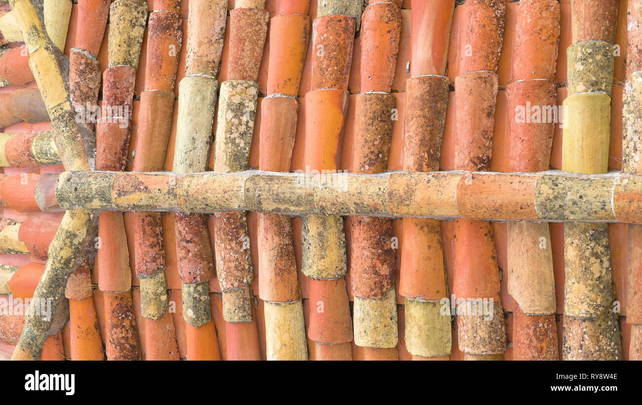 Aerial view of the red roof shingles in Palermo Sicily Italy from a ...