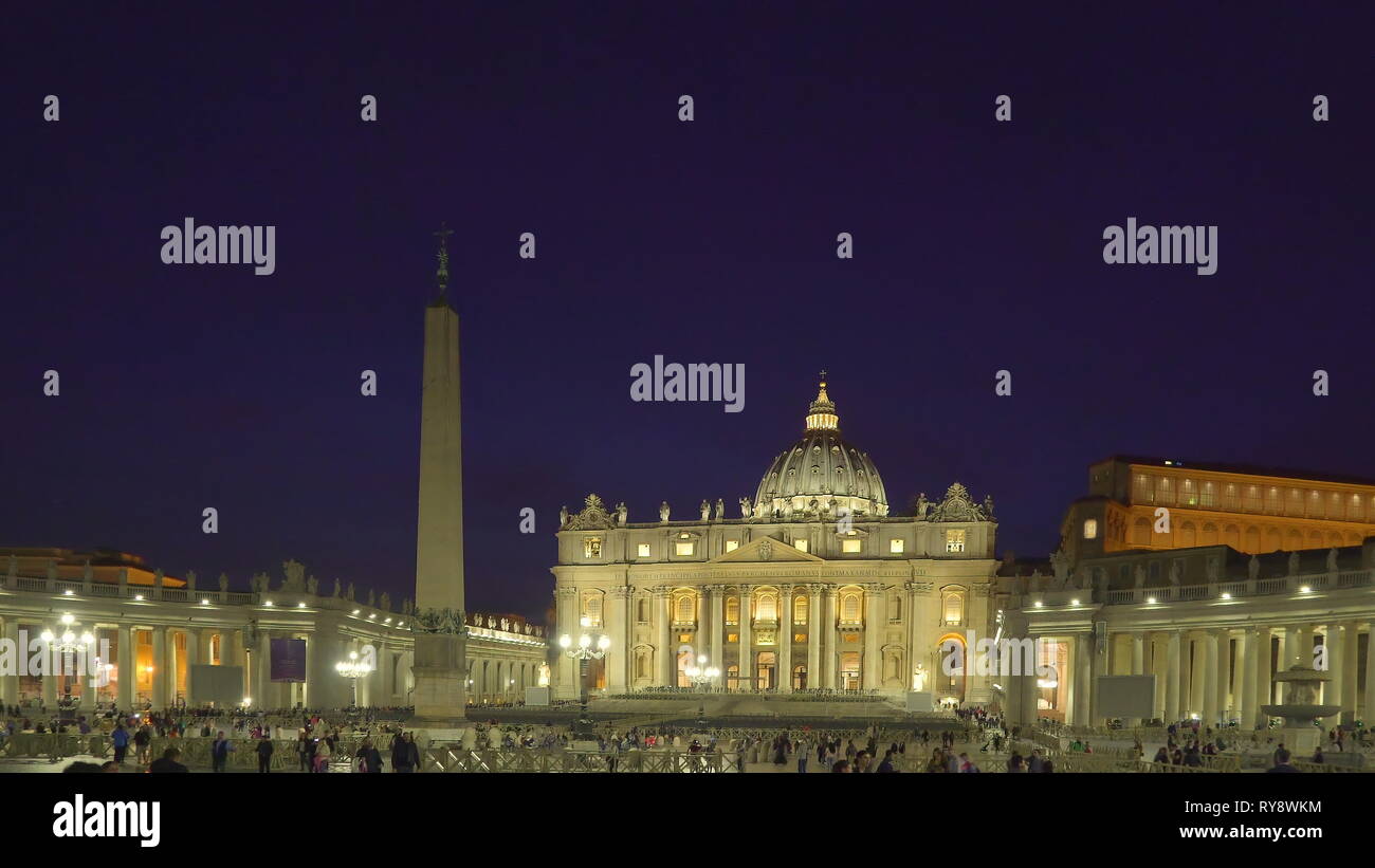 View of the Basilica of Saint Peter in Vatican Rome Italy with lots of ...