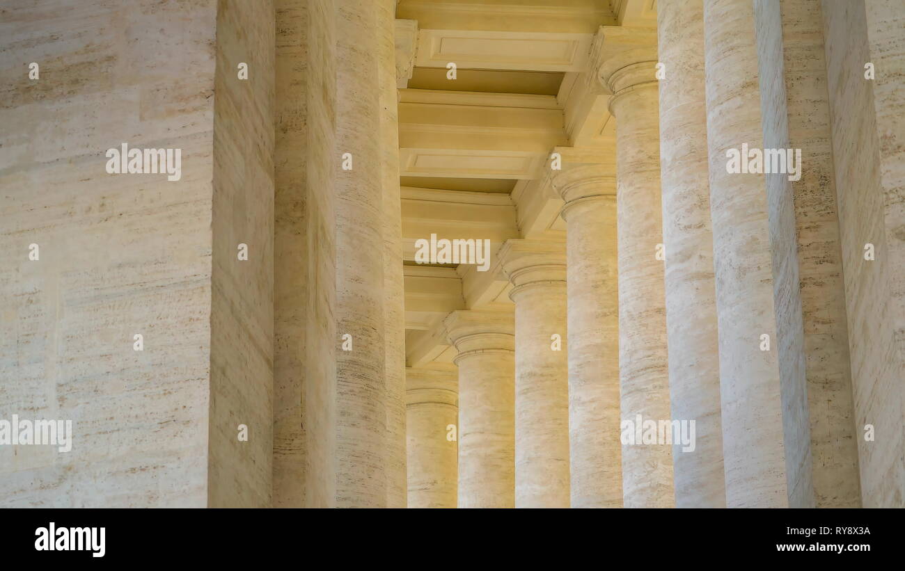 Tall beams of the tower on the side of the Vatican in Rome Italy with ...