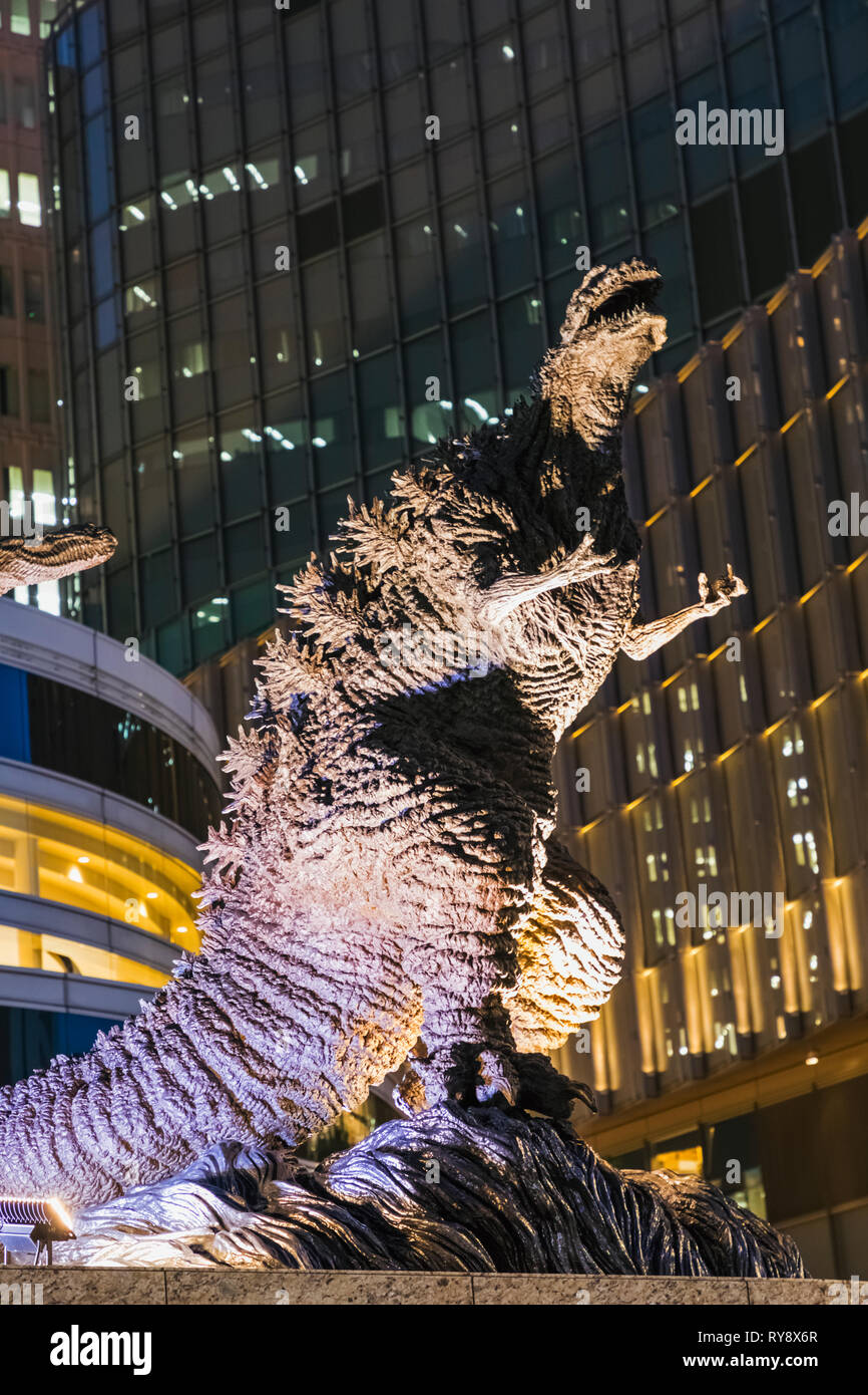 Japan, Honshu, Tokyo, Yurakucho, Hibiya, Godzilla Square, Giant Statue ...