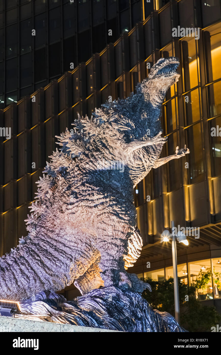 Japan, Honshu, Tokyo, Yurakucho, Hibiya, Godzilla Square, Giant Statue ...