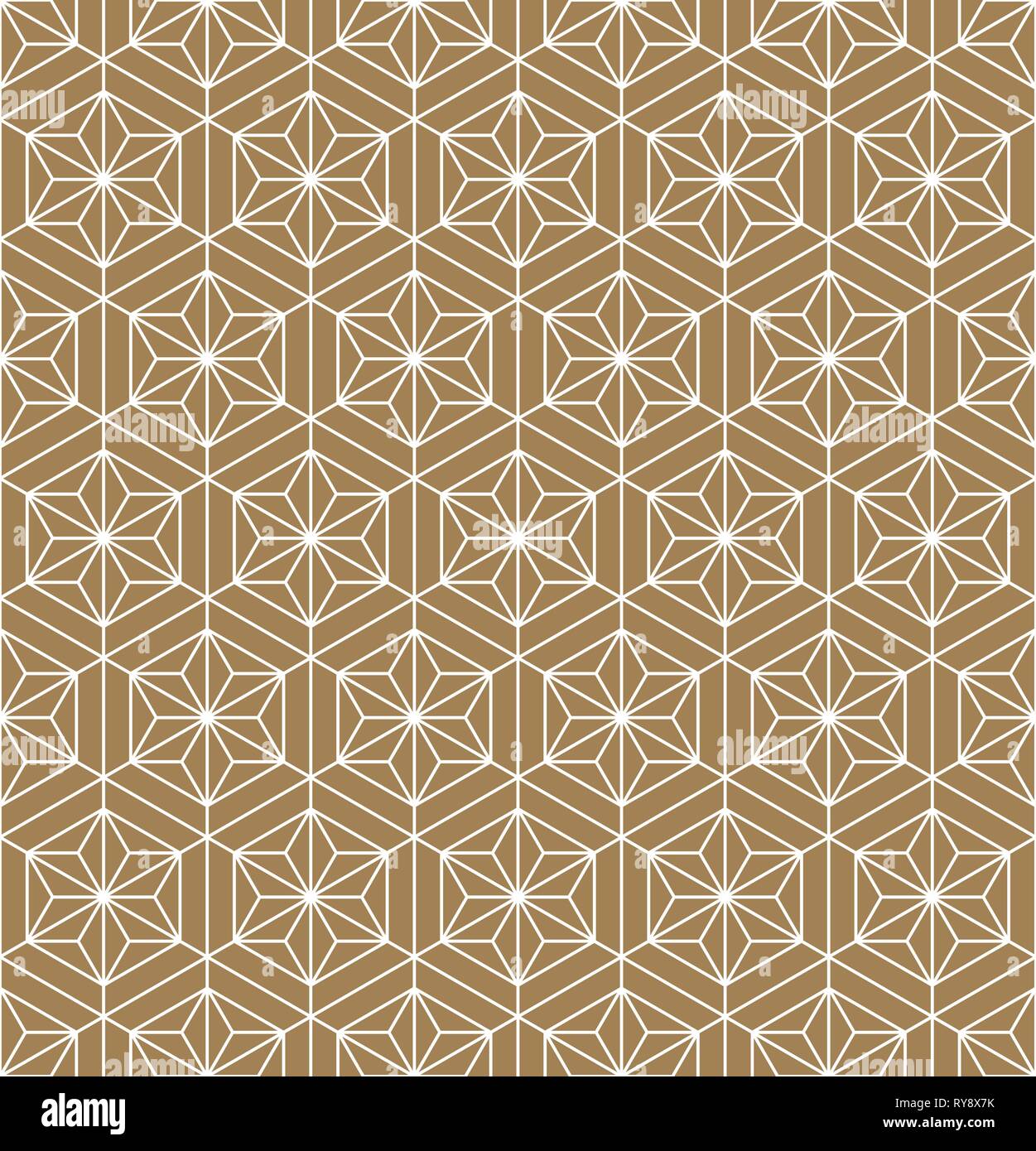 Japanese seamless pattern in style Kumiko.Golden color background and ...