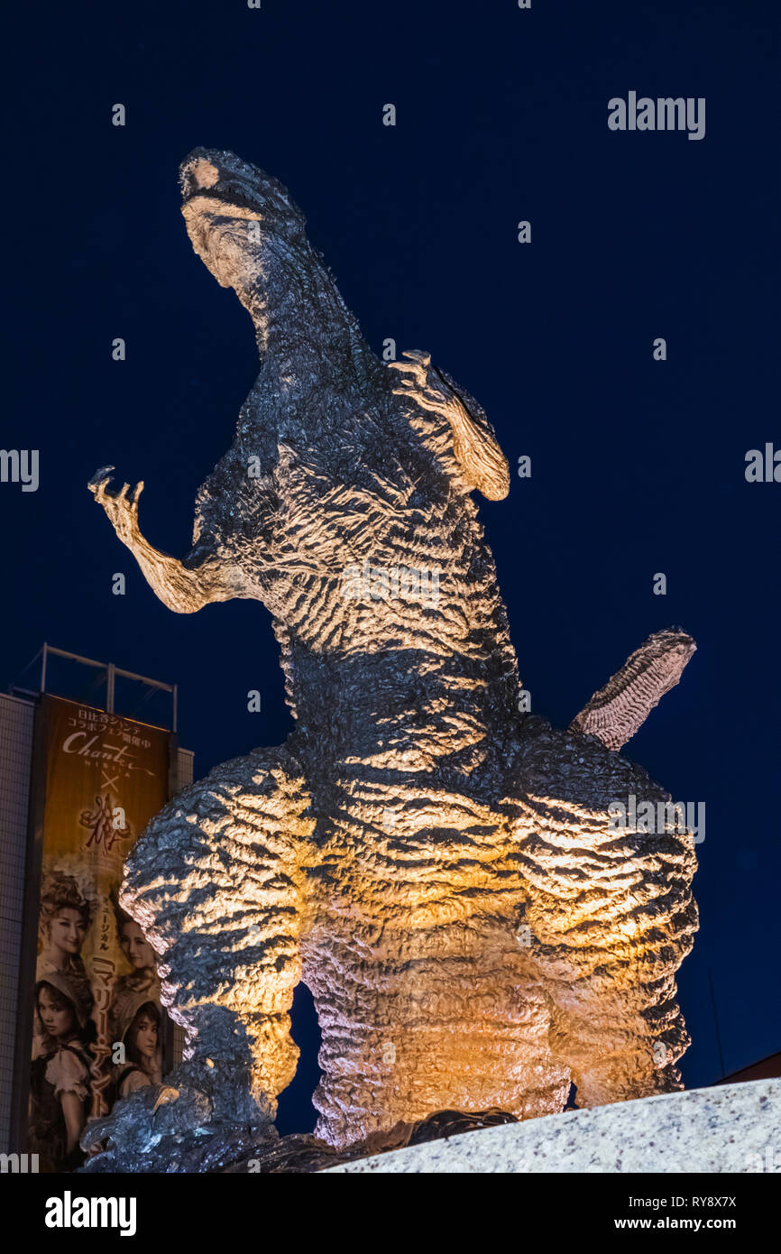 Japan, Honshu, Tokyo, Yurakucho, Hibiya, Godzilla Square, Giant Statue ...