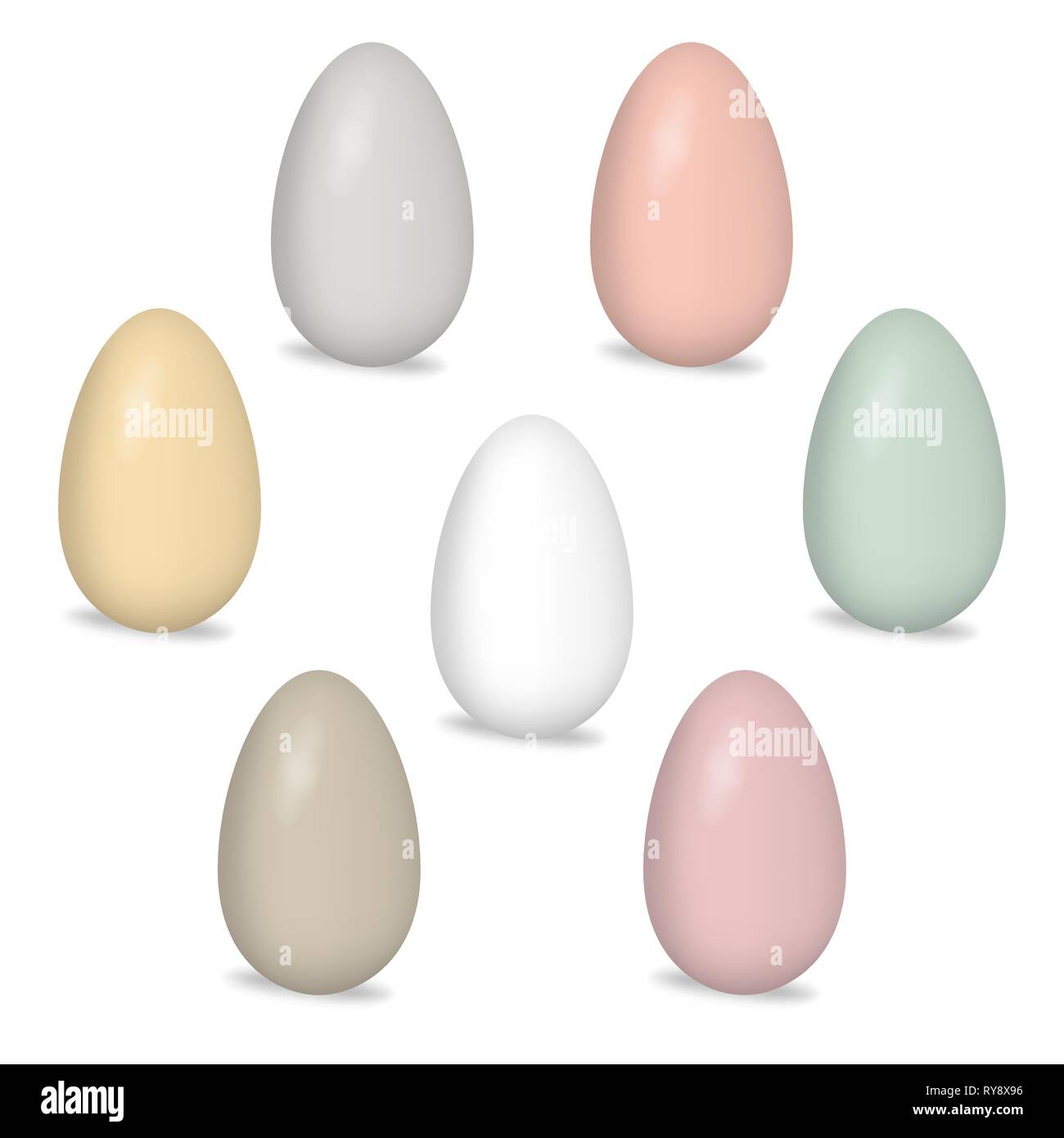 Painted Easter eggs isolated on white background. Color egg set ...