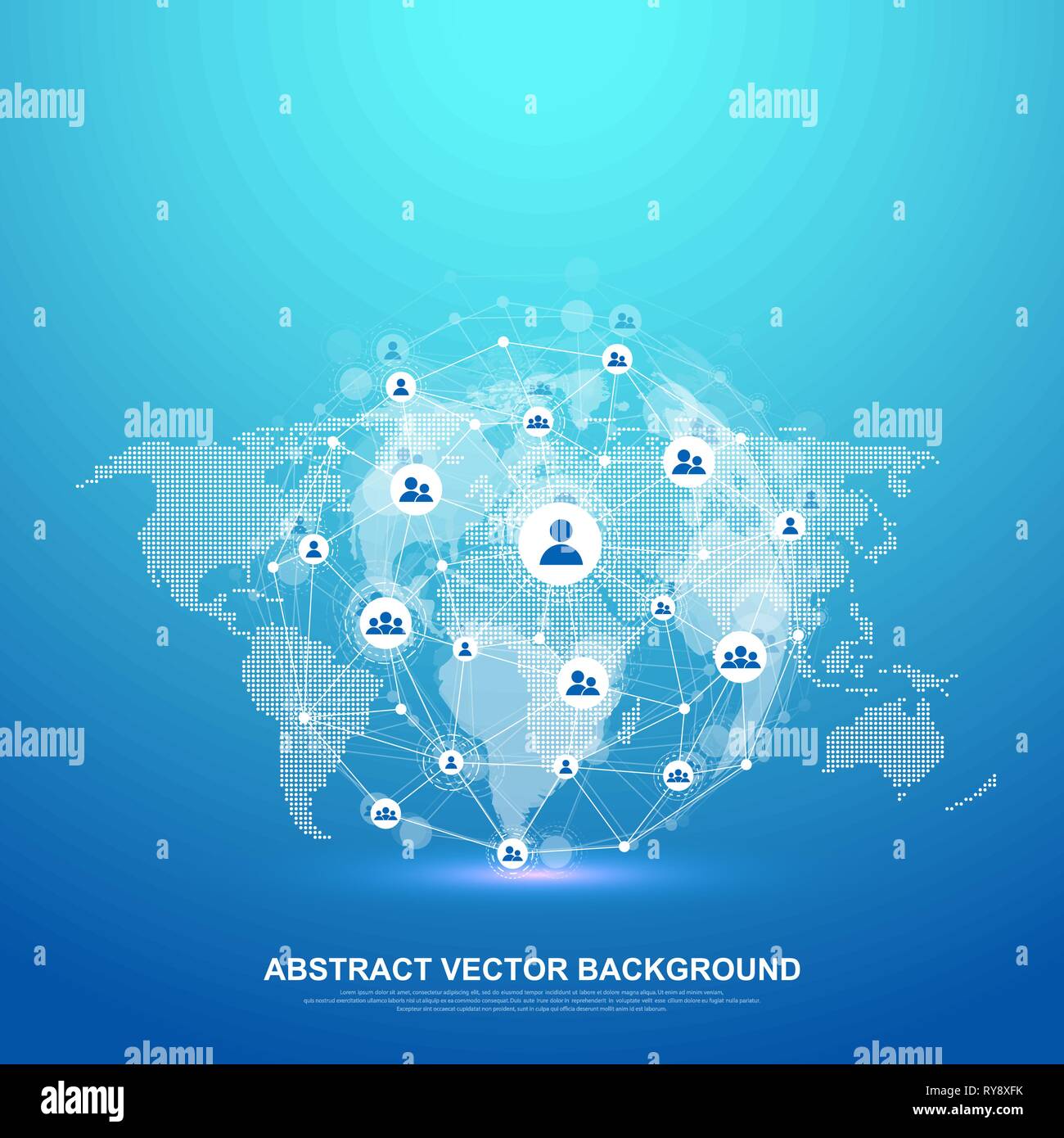 Global network connection concept. Big data visualization. Social ...