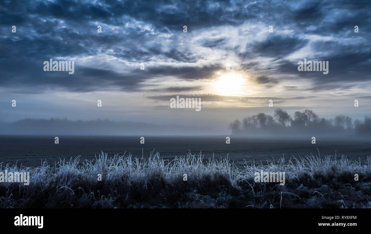 Cold winter blue sky clouds landscape nature hi-res stock photography ...
