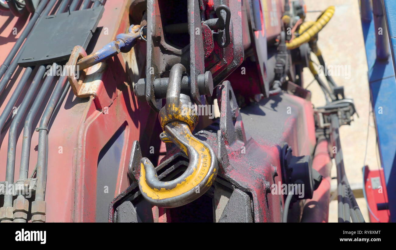 The metal tools used for the construction equipment such as the hooks ...