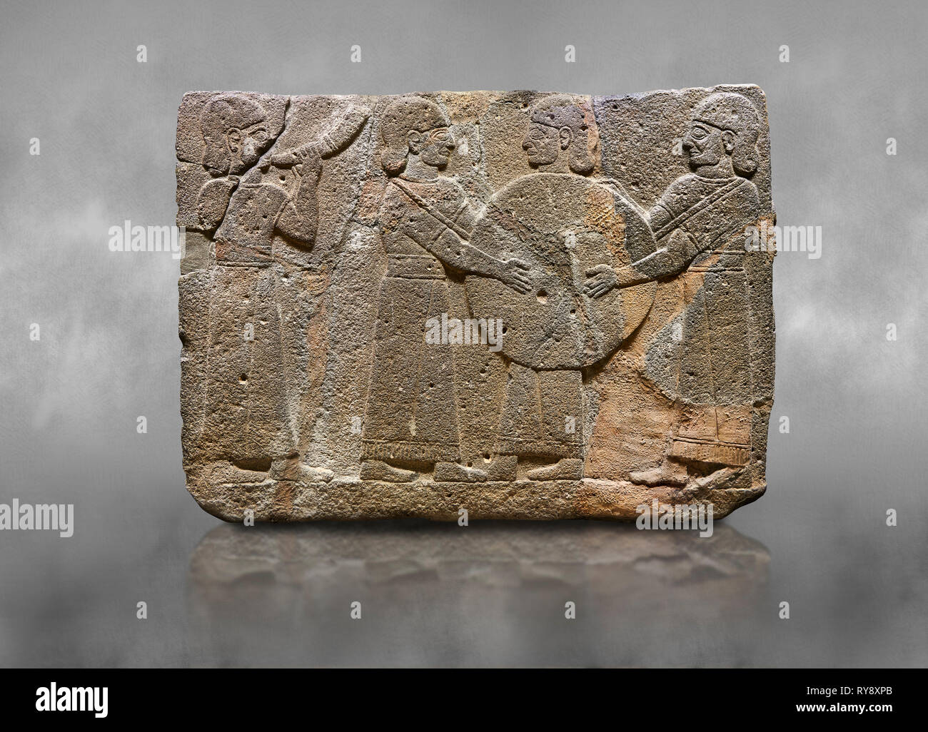 Hittite monumental relief sculpted orthostat stone panel of Procession ...
