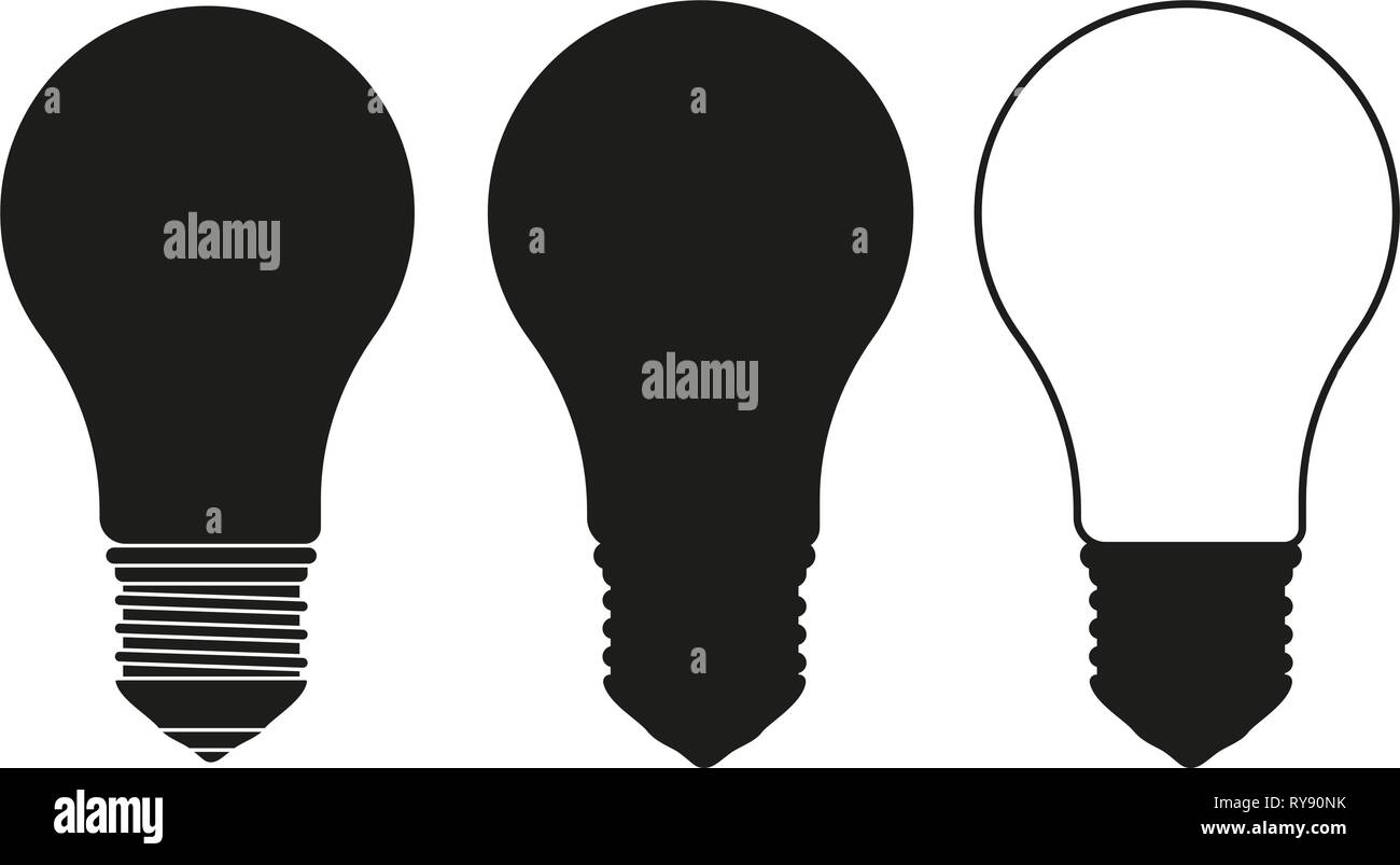 Black and white light bulb set Stock Vector Image & Art - Alamy